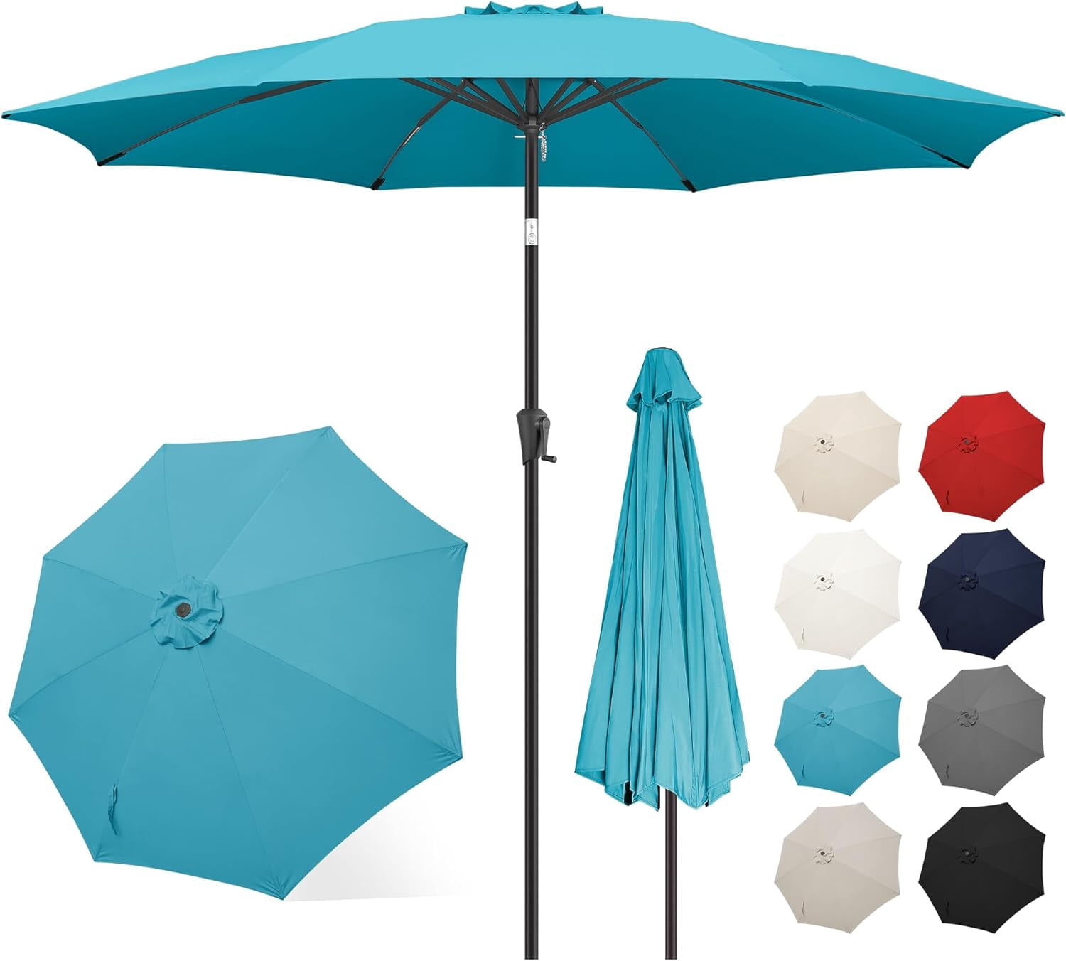 11 ft Outdoor Market Patio Table Umbrella with Fiberglass Rib Tips and ...