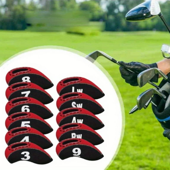 11 golf club head covers, chloroprene rubber golf club protectors, with ...