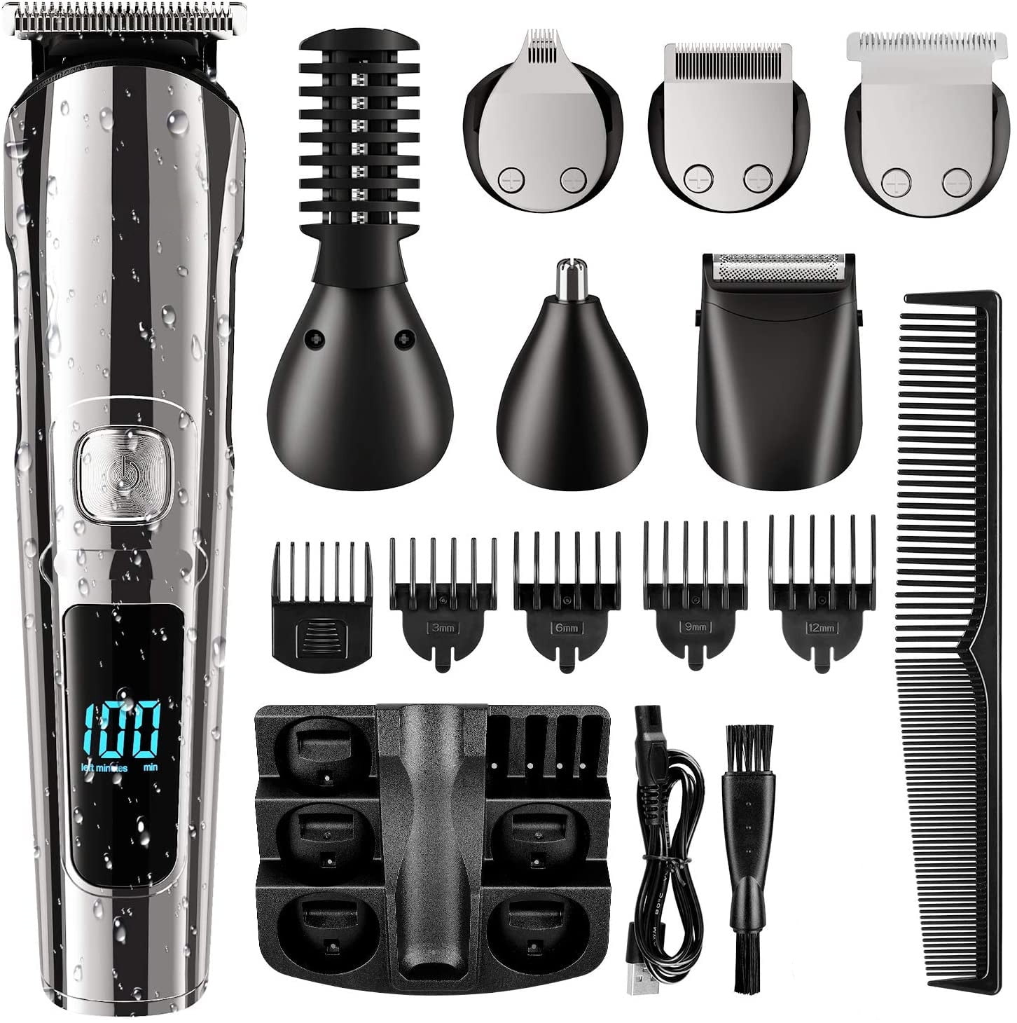 11 in 1 Hair Clippers IPX7 Waterproof, Beard Trimmer for Men, Body ...