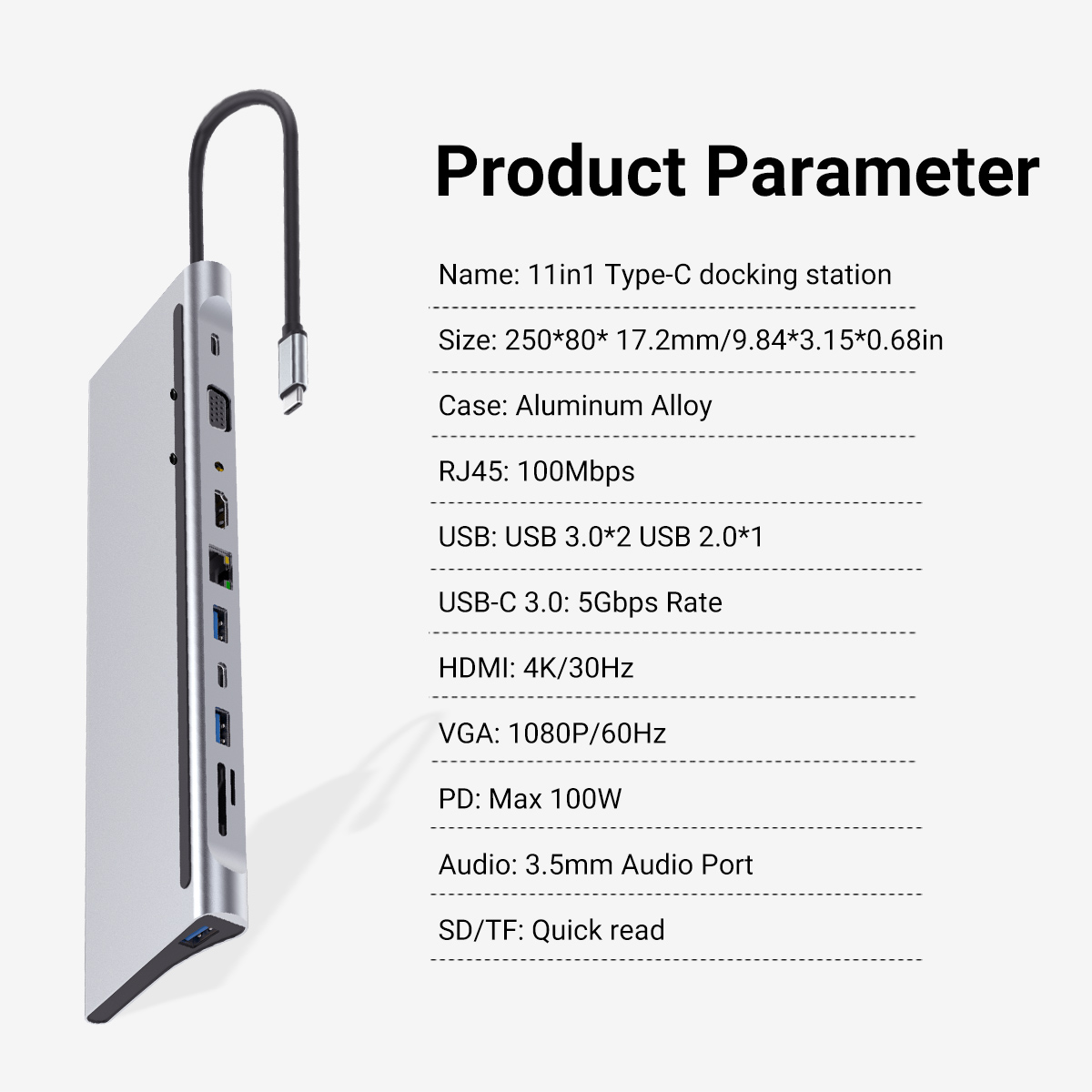 11-in-1 Multi-Port Laptop Dock USB C Docking Station with 4K HDMI, VGA ...