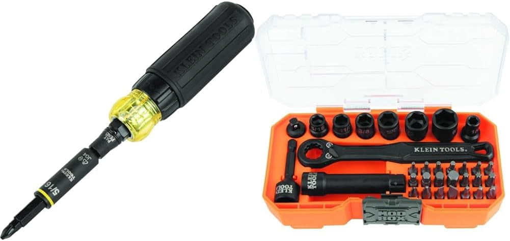 11-in-1 Ratcheting Screwdriver & 32-Piece Impact Socket Set with ...