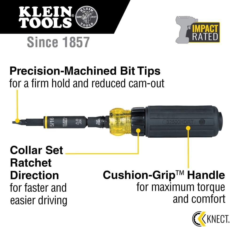 11-in-1 Ratcheting Screwdriver with Rated Bits, Quick Connect & Cushion ...