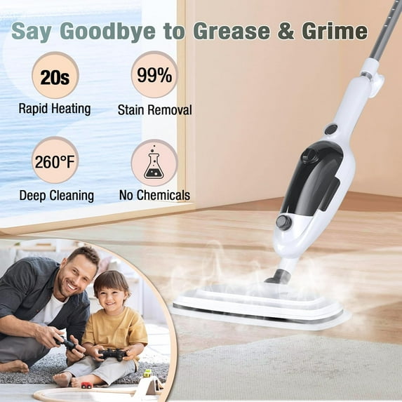 11-in-1 Steam Mop - Powerful Handheld Steam Cleaner for Home with 23FT ...