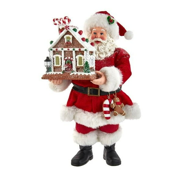 11 in. Battery-Operated Santa with Light-Up Gingerbread House - Walmart.com