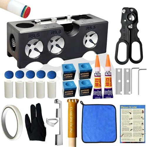 11-in- Pool Cue Tip Repair kit, Professional All-in-One pool stick Tip ...