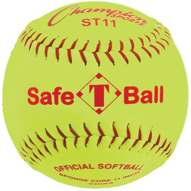 11 in. Safety Softball, Optic Yellow & Red - Walmart.com