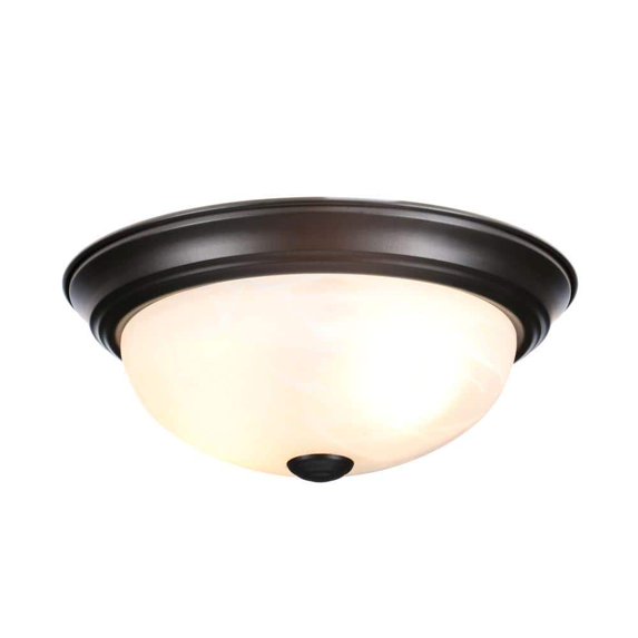 11 in. Small 2-Light Oil Rubbed Bronze Ceiling Light Flush Mount ...