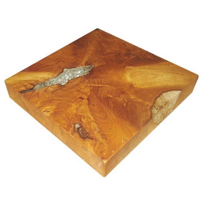 11 in. Square Resin Tabletop Platform, Natural Brown Teak Wood ...
