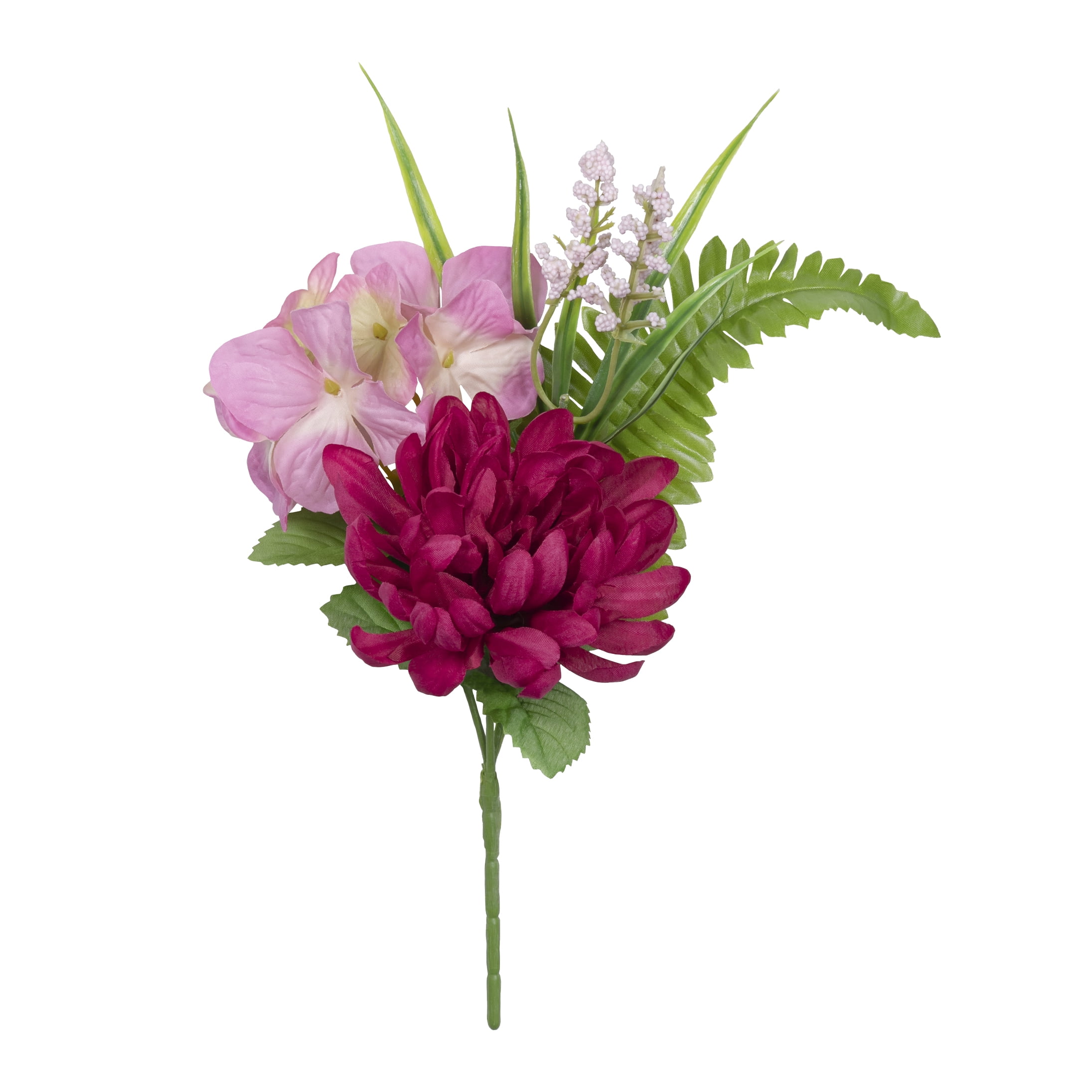 11-inch Artificial Silk Pink & Red Mum Mixed Cemetery Pick, for Indoor ...