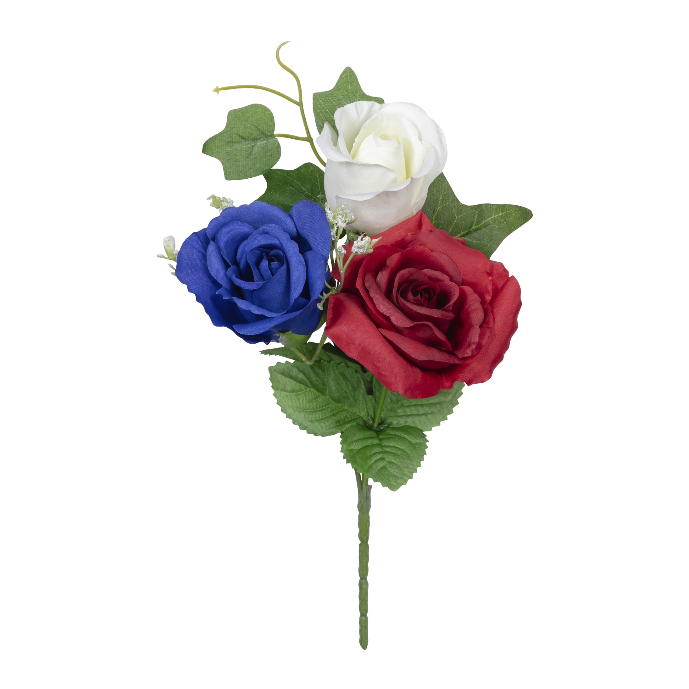 11-inch Artificial Silk Red, White & Blue Rose Mixed Cemetery Pick, for ...