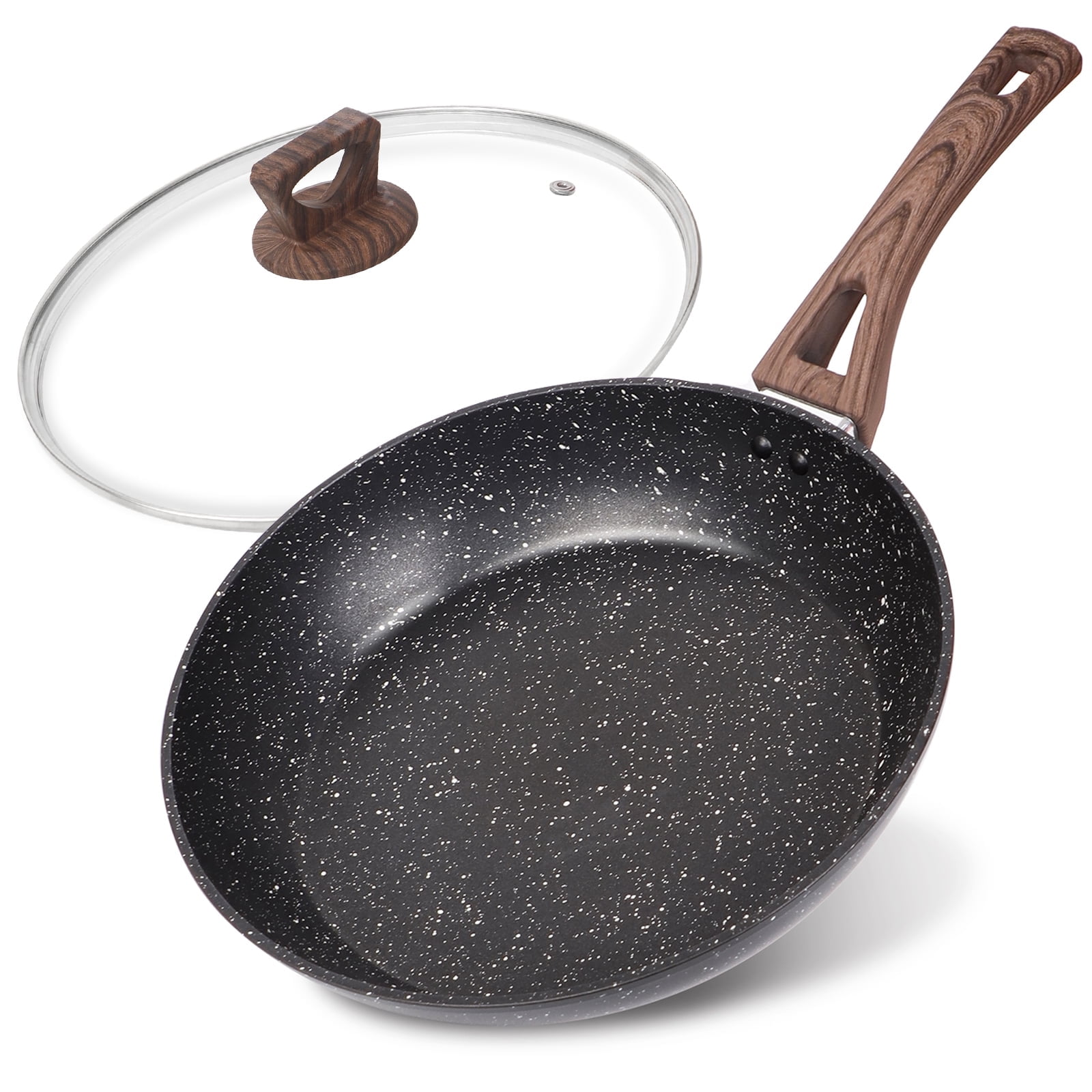 11 inch Nonstick Frying Pan with Lid, DIIG Granite Stone Coating 11 ...