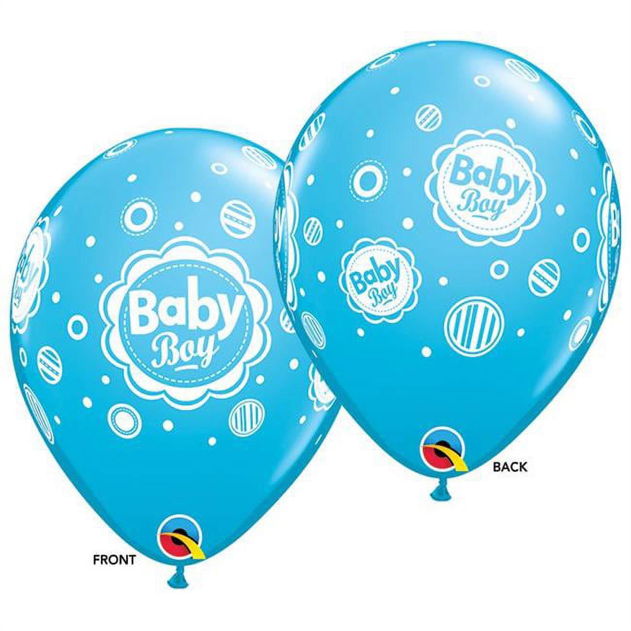 11 inch Qualatex Baby Boy Dots (6 Pk) Latex Balloons (6 Pack) - Party ...