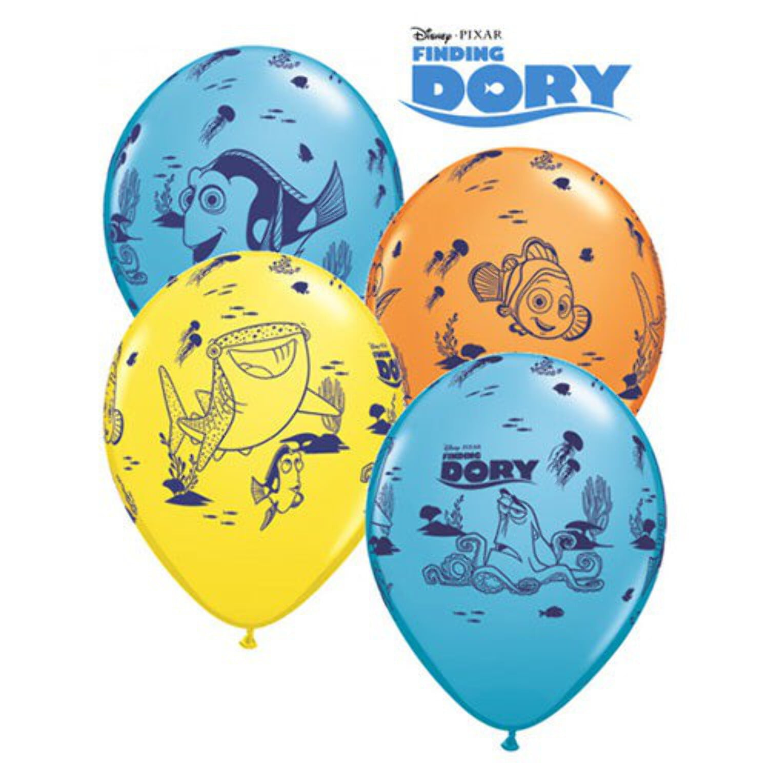 11 inch Qualatex Disney Pixar Dory & Friends Latex Balloons (24 Pack ...