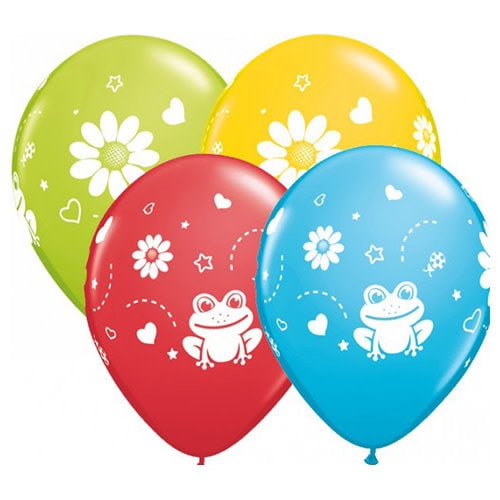 11 inch Qualatex Frogs & Daisies Latex Balloons (50 Pack) - Party ...