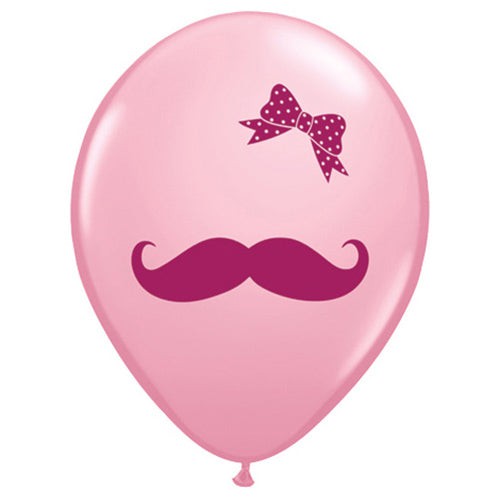 11 inch Qualatex Mustache & Ribbon Latex Balloons (50 Pack) - Party ...