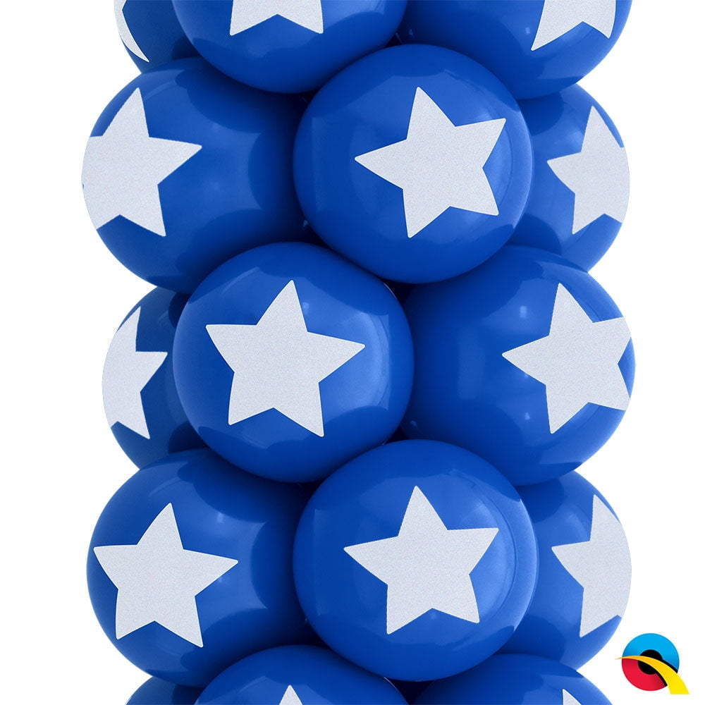 11 inch Qualatex Star Topprint - Dark Blue Latex Balloons (6 Pack ...