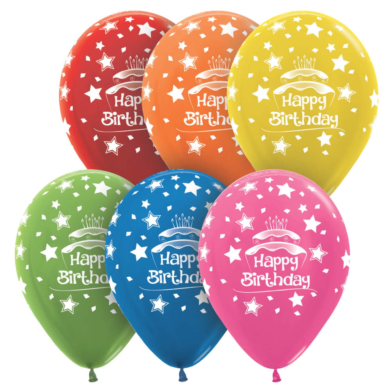 11 inch Sempertex Birthday Cake Metallics Latex Balloons (50 Pack ...