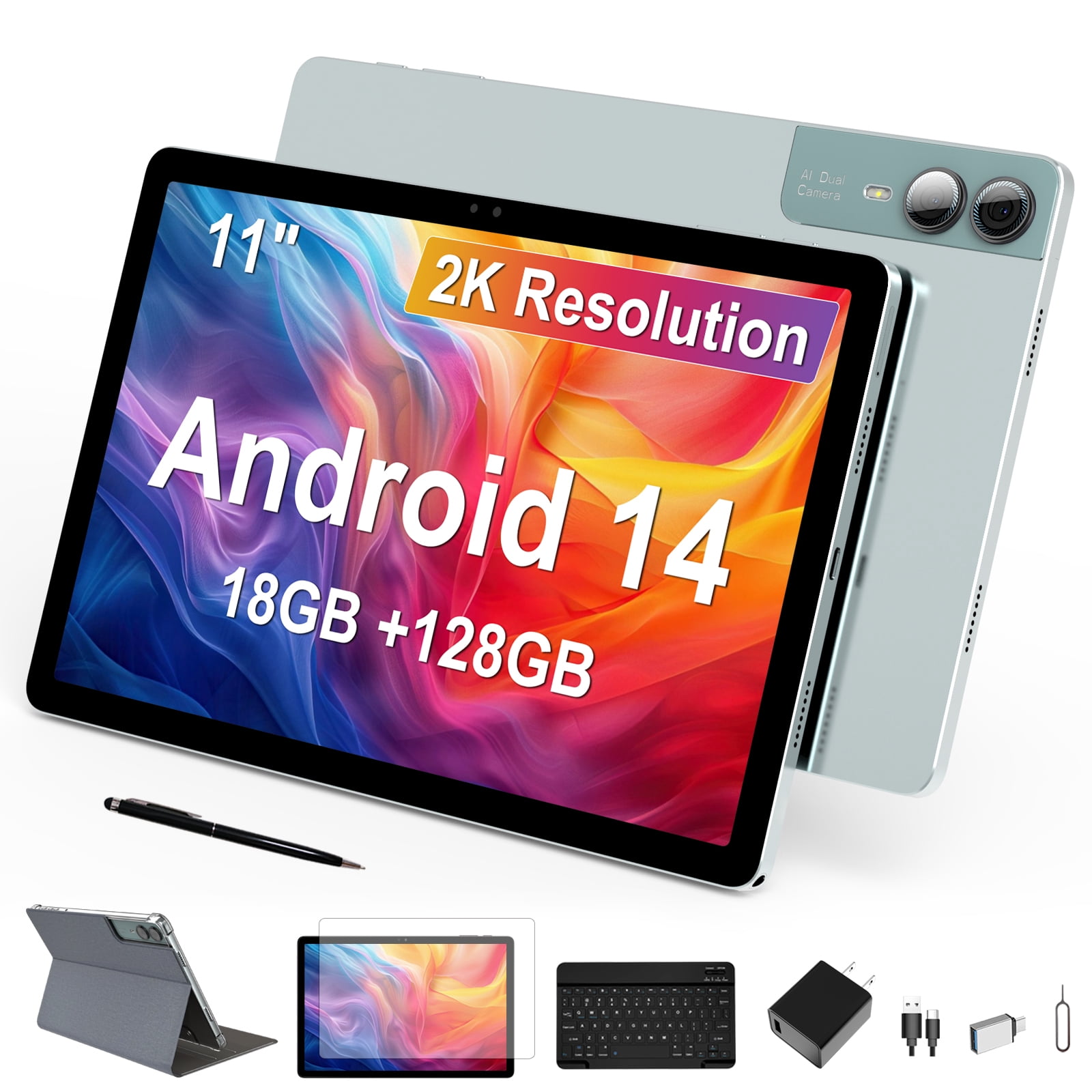 11 inch Tablet with Keyboard Android 14 2000*1200 2K Display Tablets PC ...