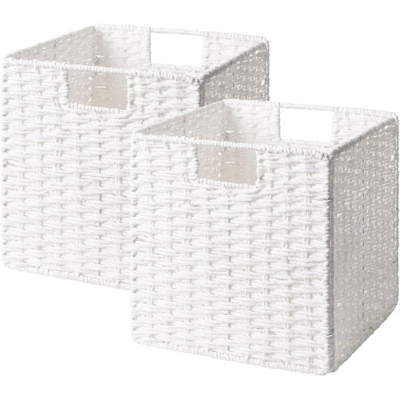 11 inch Wicker Storage Cubes, Handwoven Cube Storage Bin, Square Cubes ...