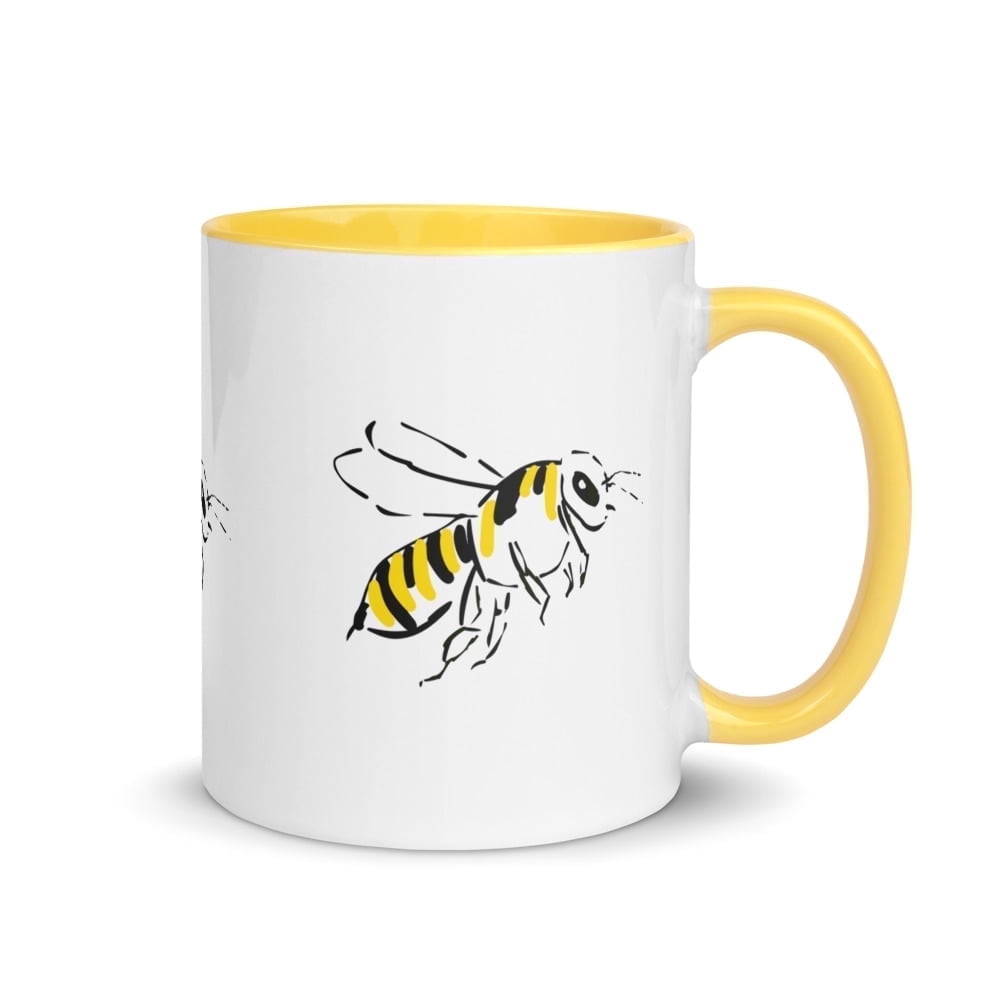 11 oz. "Hive & Home" Ceramic Mug with Bee Design and Yellow Trim ...