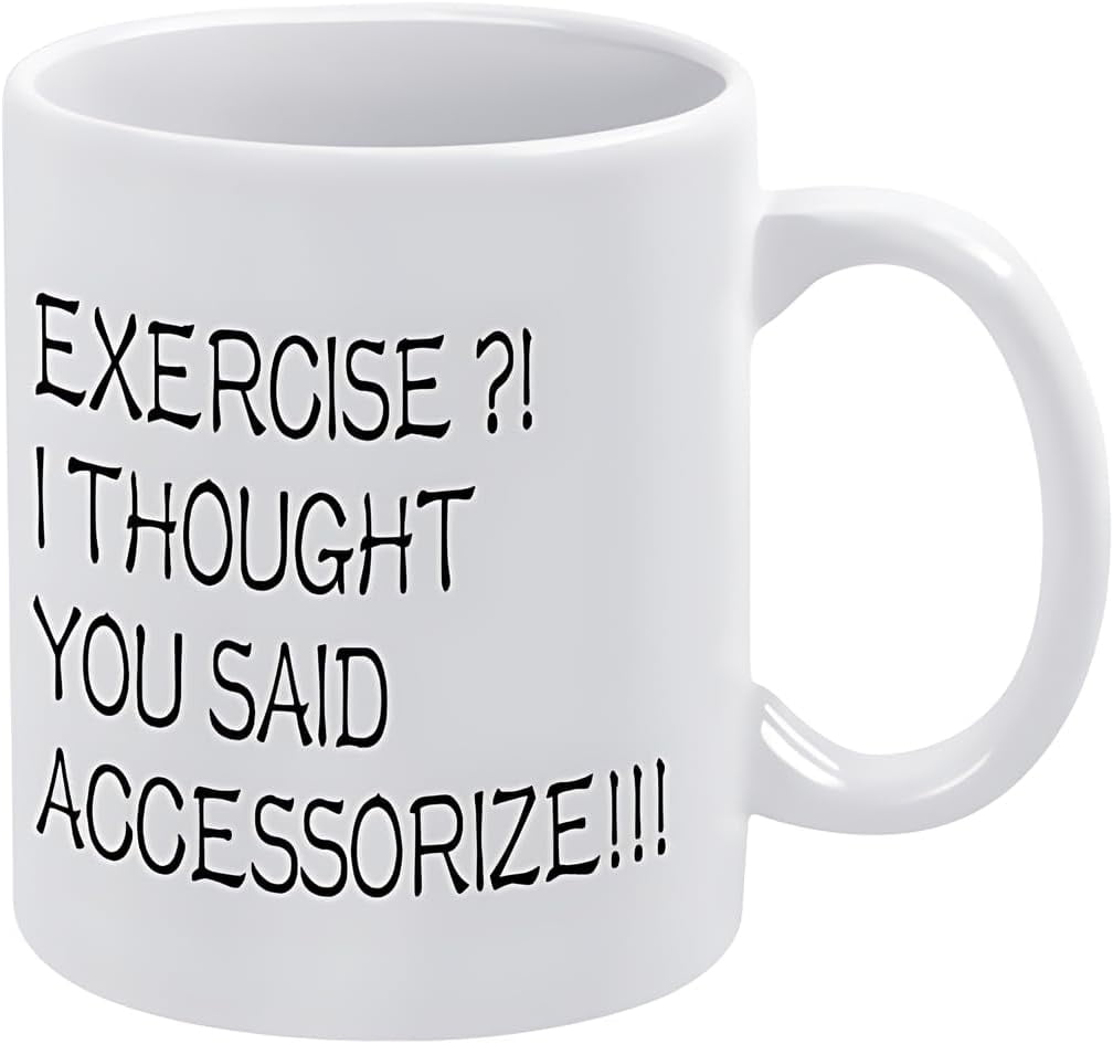 11 oz Novelty Coffee Mugs, Exercise'' Cute Mug, Coffee Mug, Ceramic ...