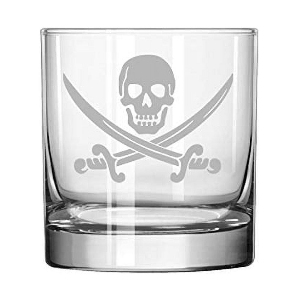 11 oz Rocks Whiskey Highball Glass Jolly Roger Pirate - Walmart.com