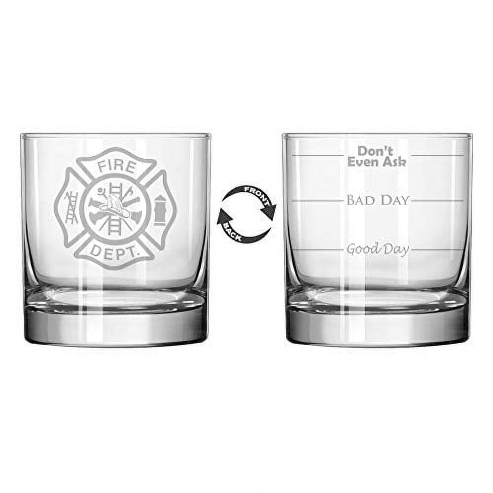 11 oz Rocks Whiskey Highball Glass Two Sided Fire Department ...