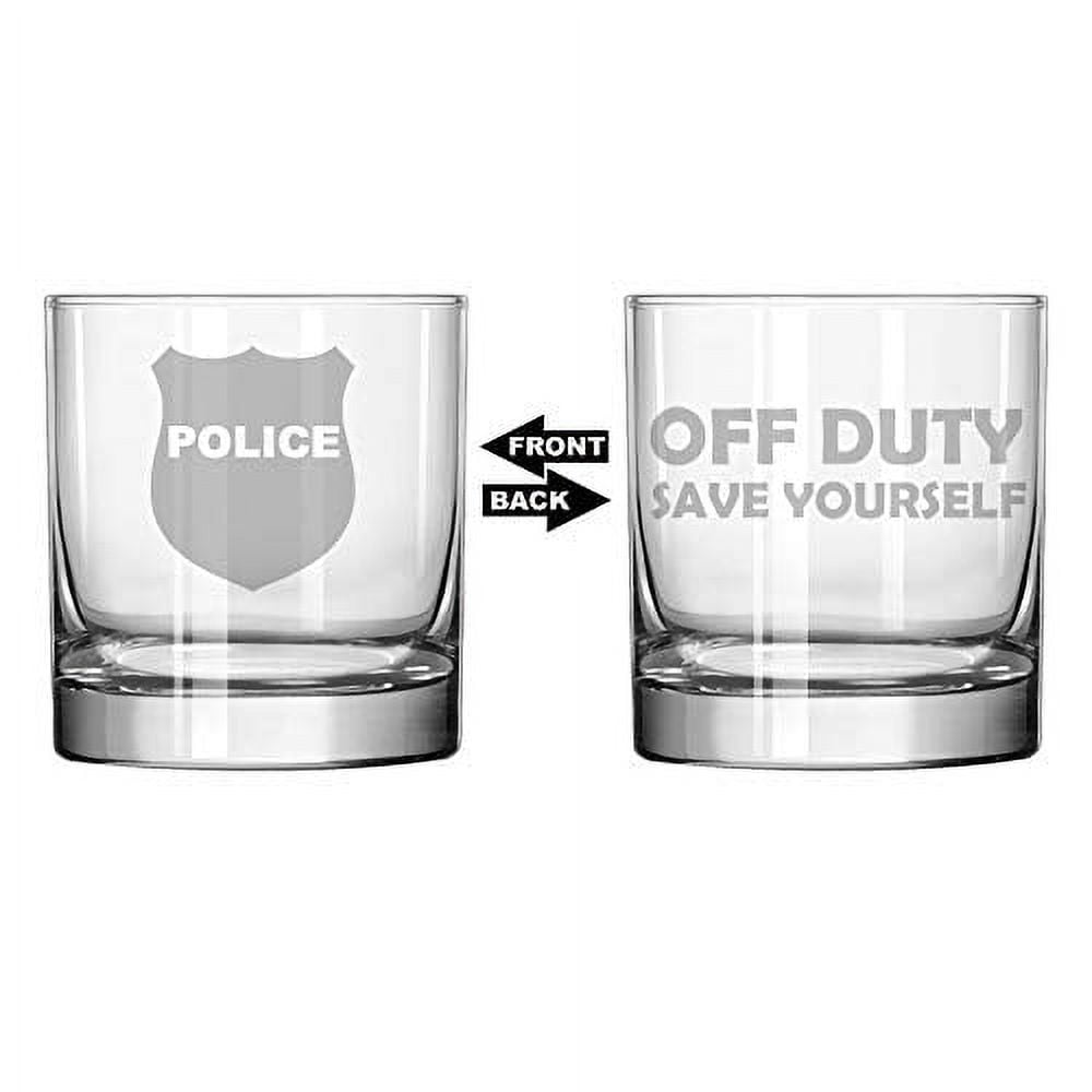 11 oz Rocks Whiskey Highball Glass Two Sided Police Officer Cop Off ...