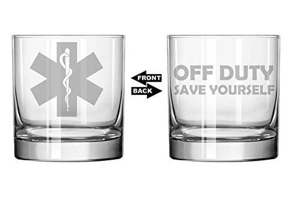 11 oz Rocks Whiskey Highball Glass Two Sided Star Of Life EMT Paramedic ...