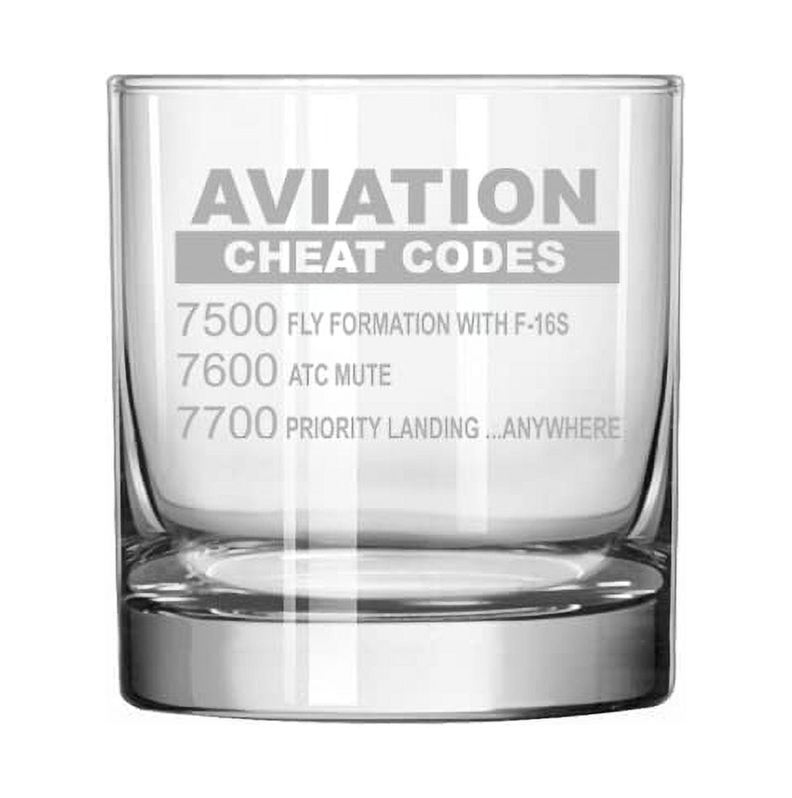 11 oz Rocks Whiskey Old Fashioned Glass Aviation Cheat Codes Pilot ...
