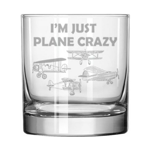 11 oz Rocks Whiskey Old Fashioned Glass Gift I'm Just Plane Crazy Funny ...