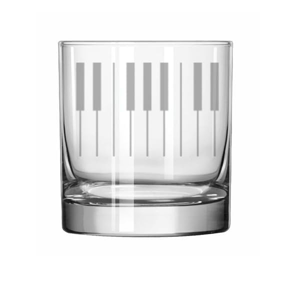 11 oz Rocks Whiskey Old Fashioned Glass Gift Piano Keyboard - Walmart.com