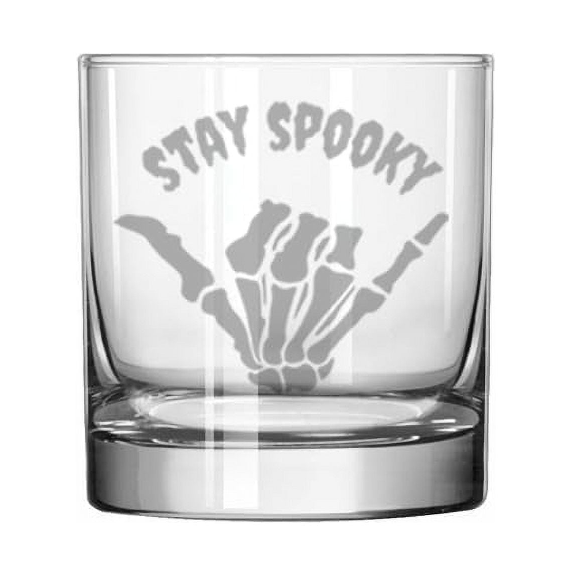 11 oz Rocks Whiskey Old Fashioned Glass Gift Stay Spooky Skeleton Hand ...