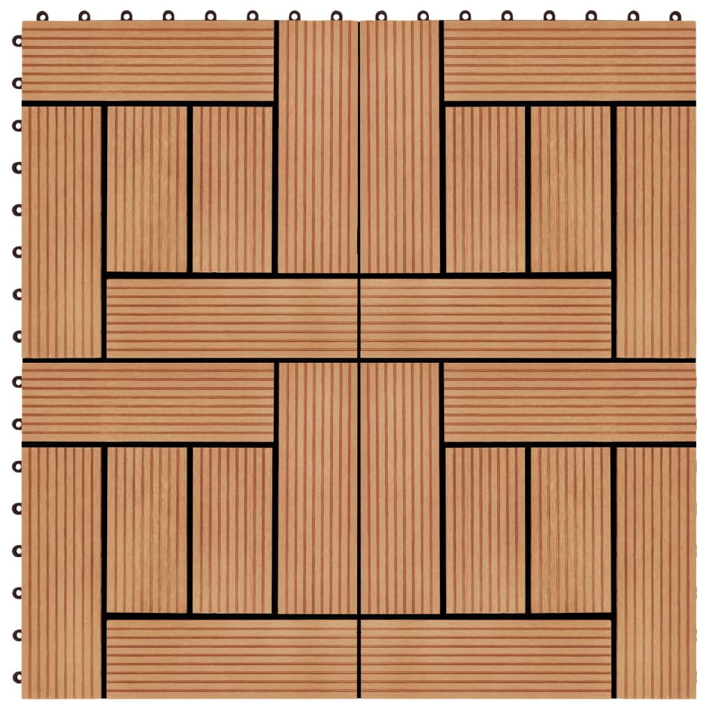 11 pcs WPC Decking Tiles 11.8x11.8 Teak Color, Weather-Resistant, Easy ...