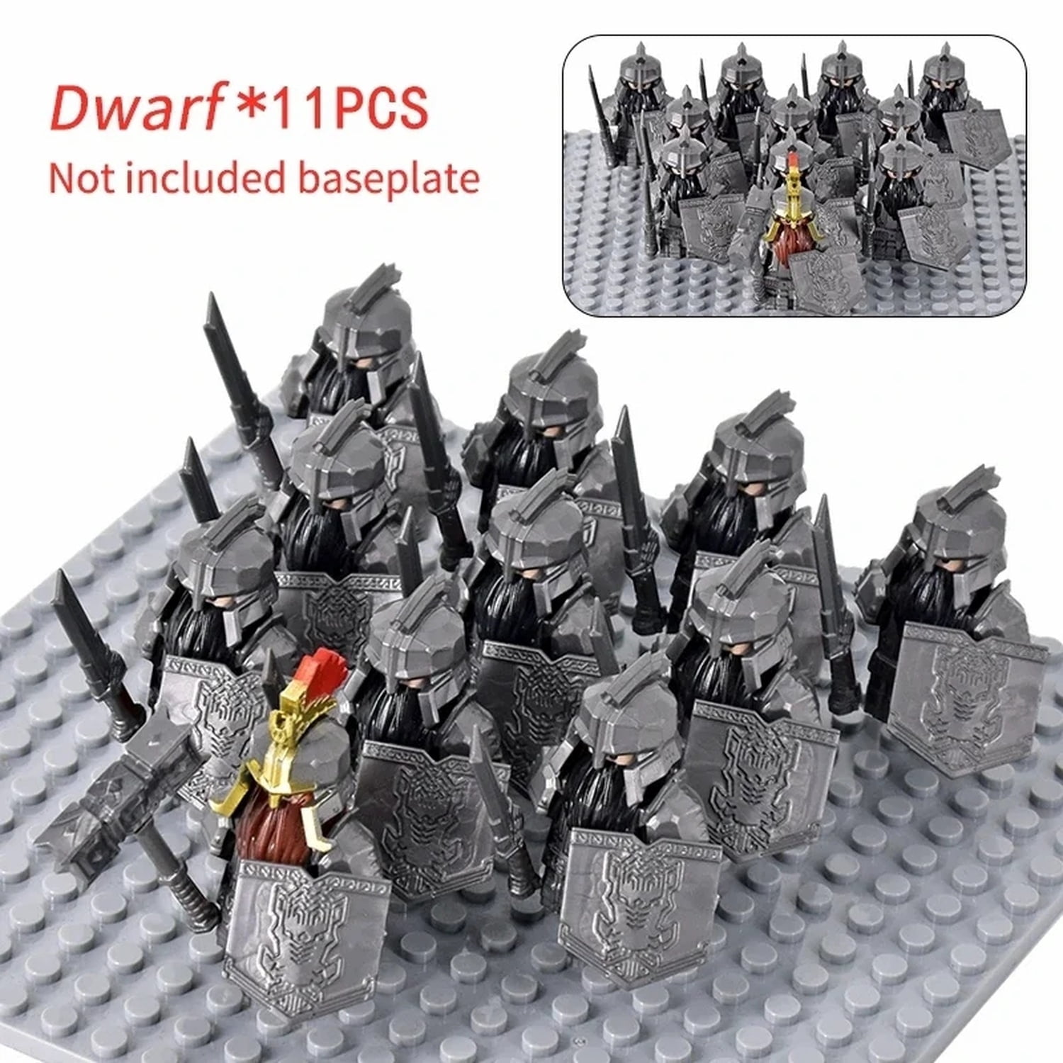 11 piece Fantasy Kingdom LOTR Construction Kit: Dwarf Elf Knight ...