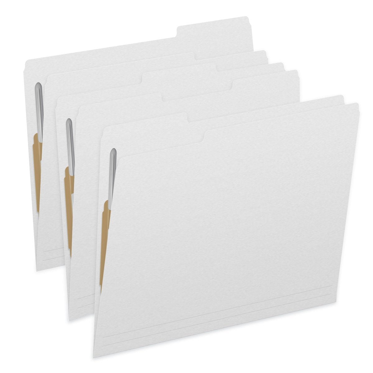 11 pt White Folders, 1/3 Cut Top Tab - Assorted, 2" Bonded Fastener on ...