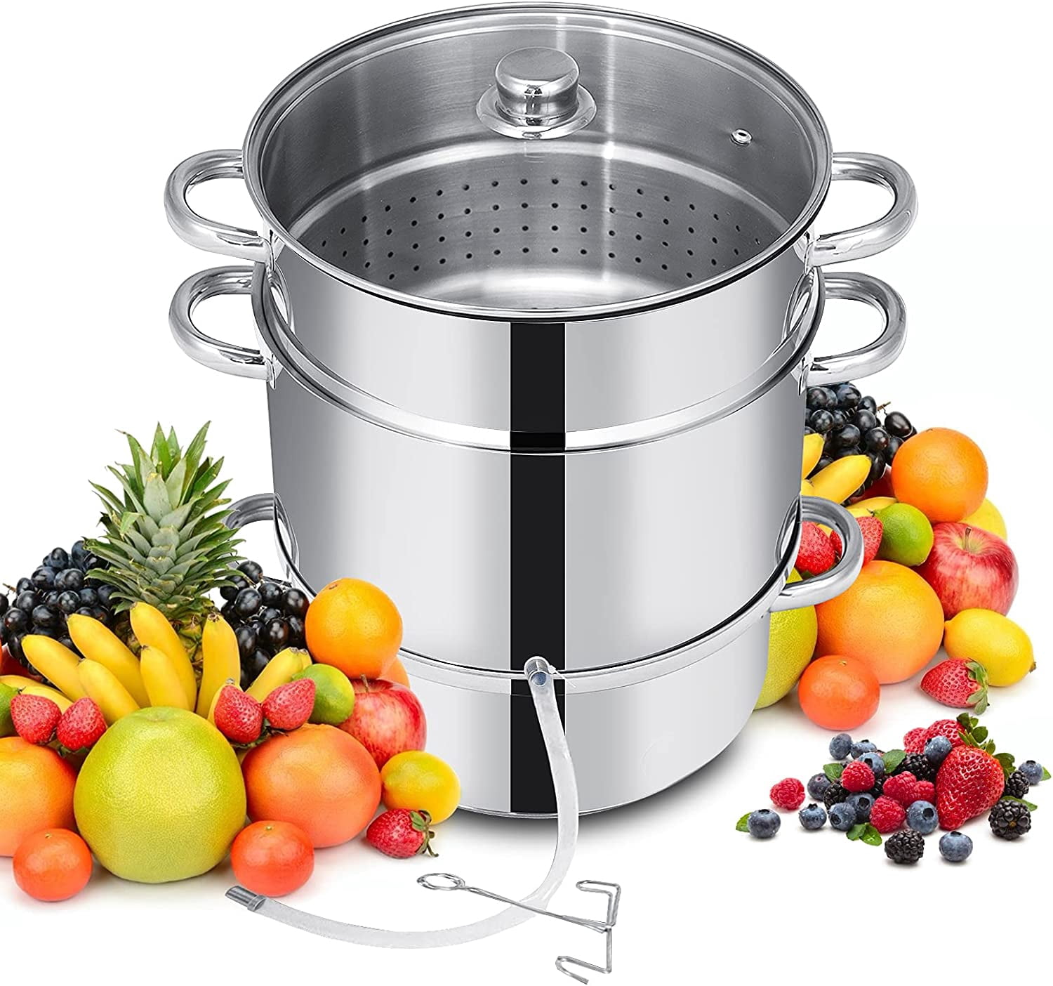 **11-quart steam juicer stainless steel, steamer extractor pot for ...