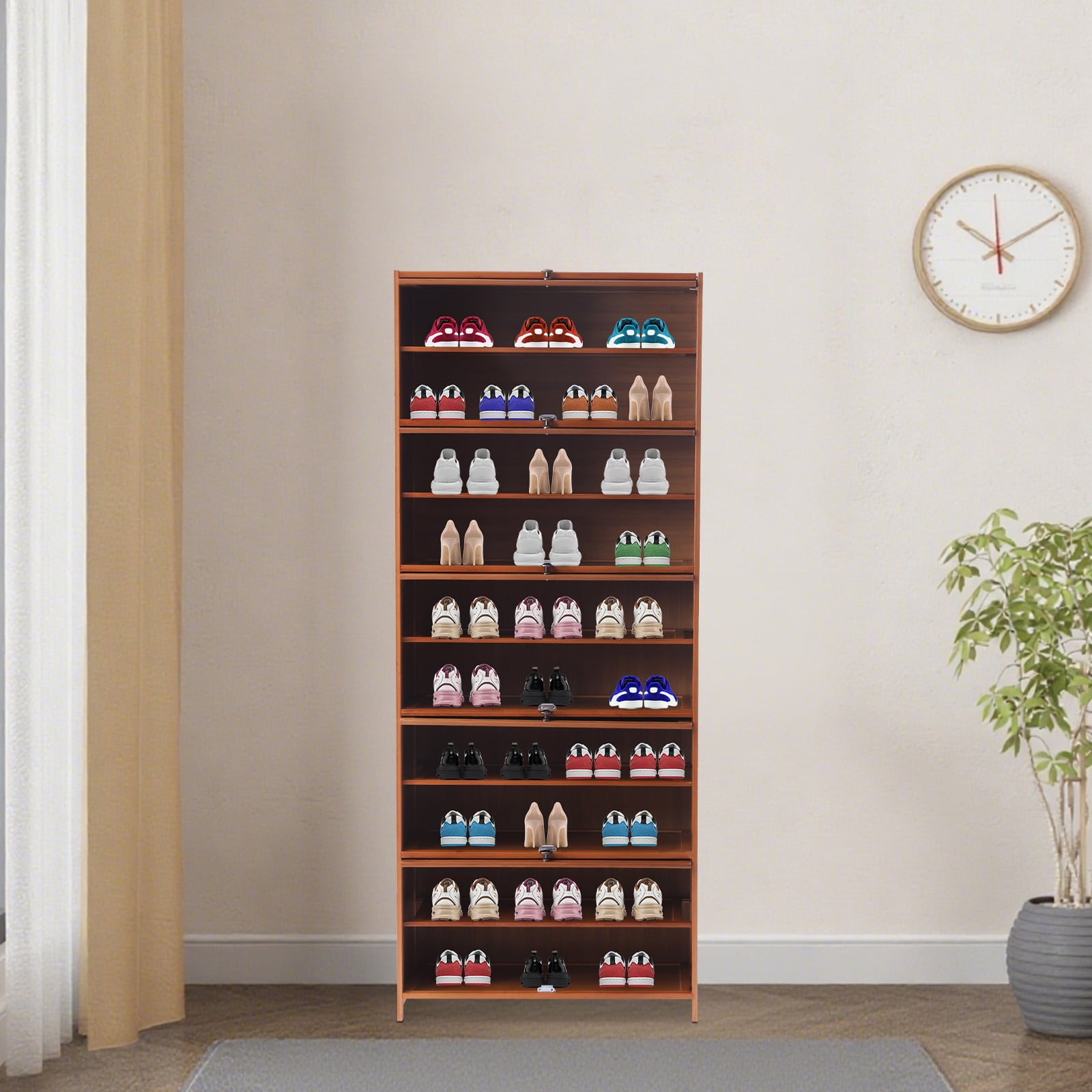 11-tier Brown Floor Mounted Shoes Heels Sneakers Shelf Rack Rectanglar ...