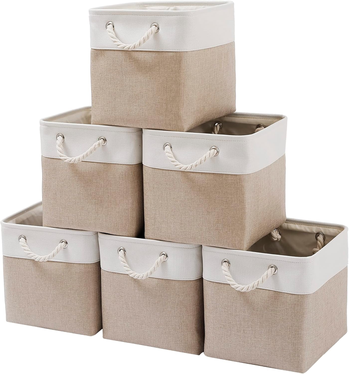11 x 11 Inch Cube Storage Bins, 6 Pack Large Collapsible Fabric Storage ...
