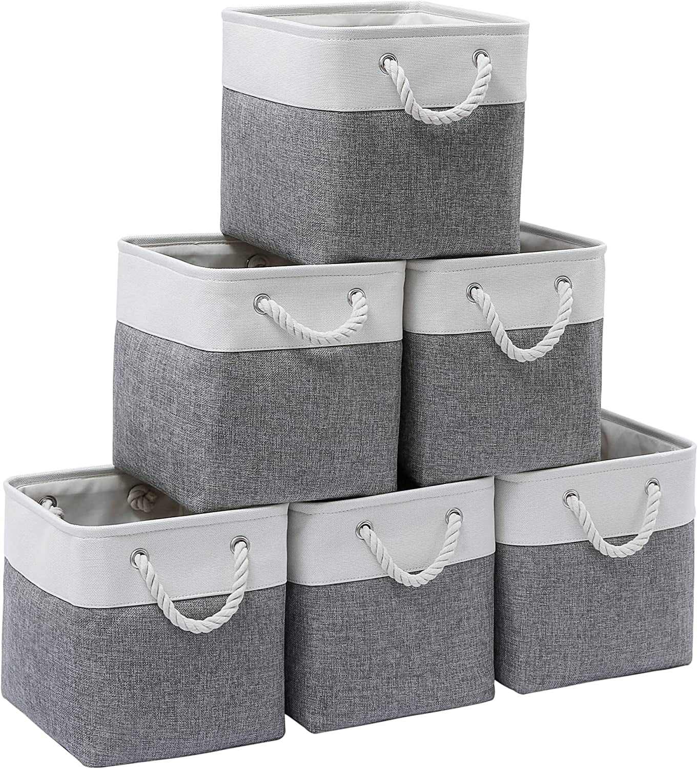 11 x 11 Inch Cube Storage Bins, 6 Pack Large Collapsible Fabric Storage ...