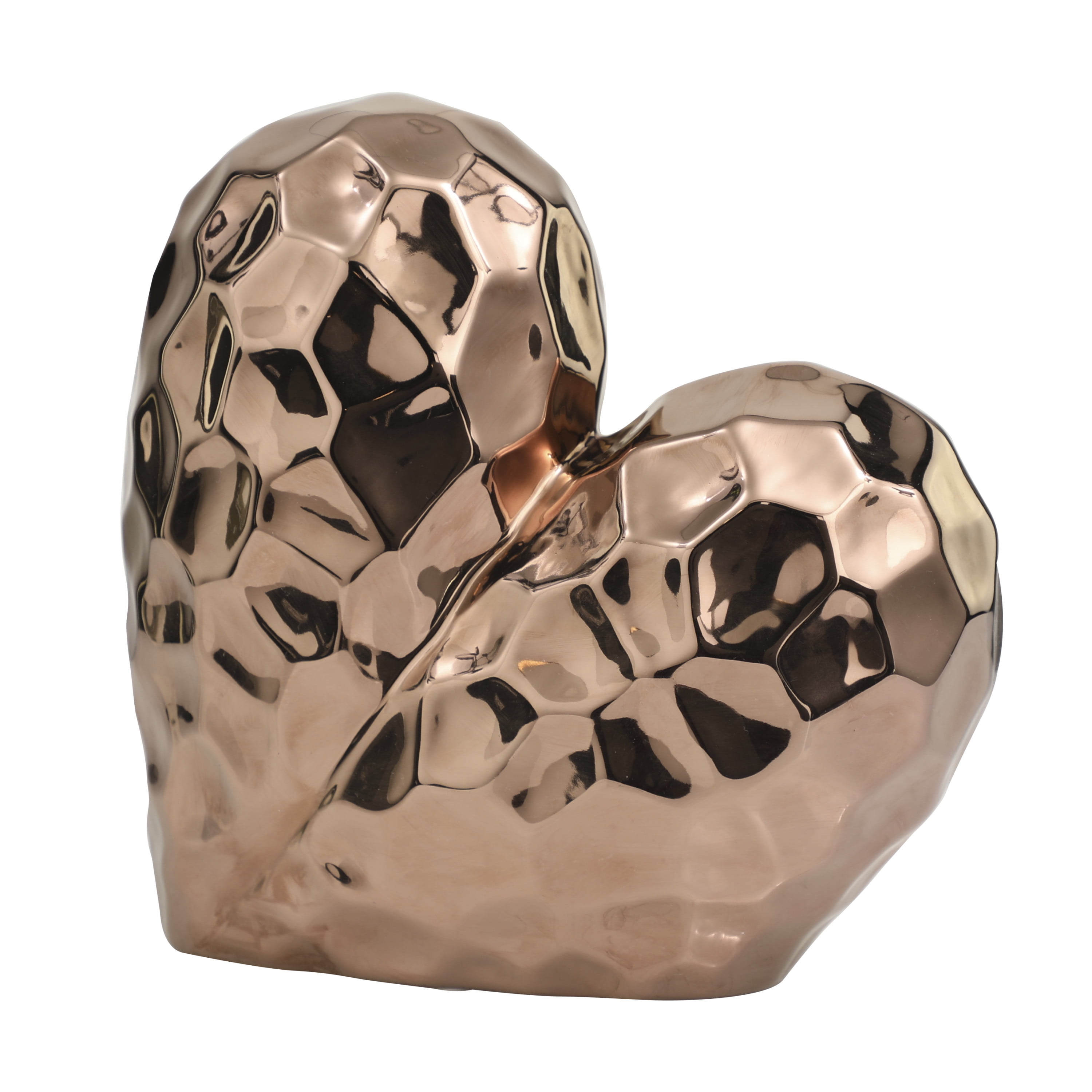 Free Shipping! DecMode Rose Gold Porcelain Heart Sculpture with Faceted ...