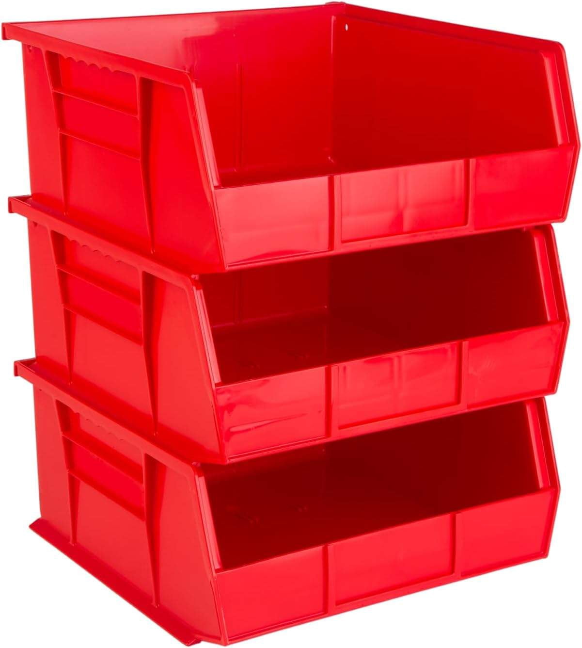 11" x 11" x 5" Stackable & Hangable Storage Bin (3 Pack), Red - Walmart.com