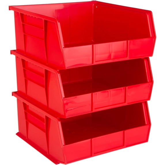 11" x 11" x 5" Stackable & Hangable Storage Bin (3 Pack), Red - Walmart.com