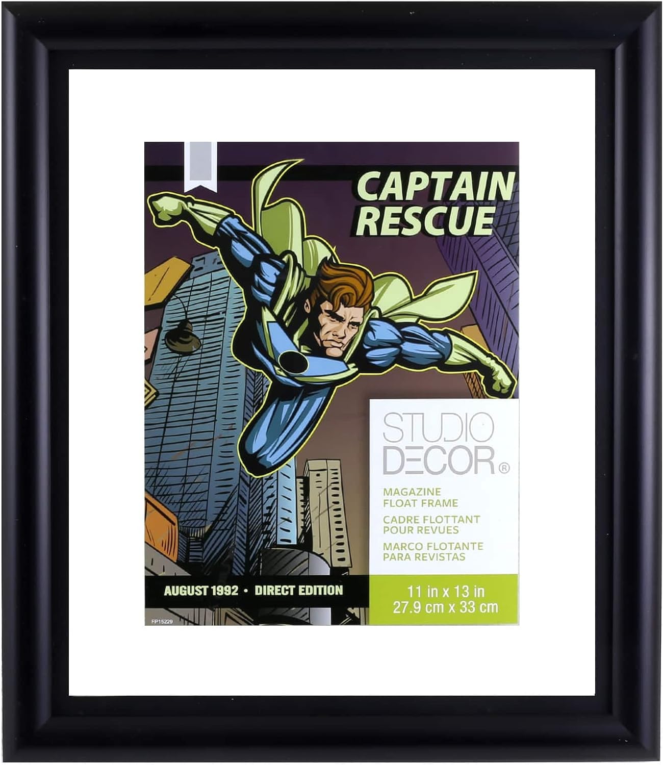11" x 13" Comic Book & Magazine Float Frame - Double-Glass Panes with ...