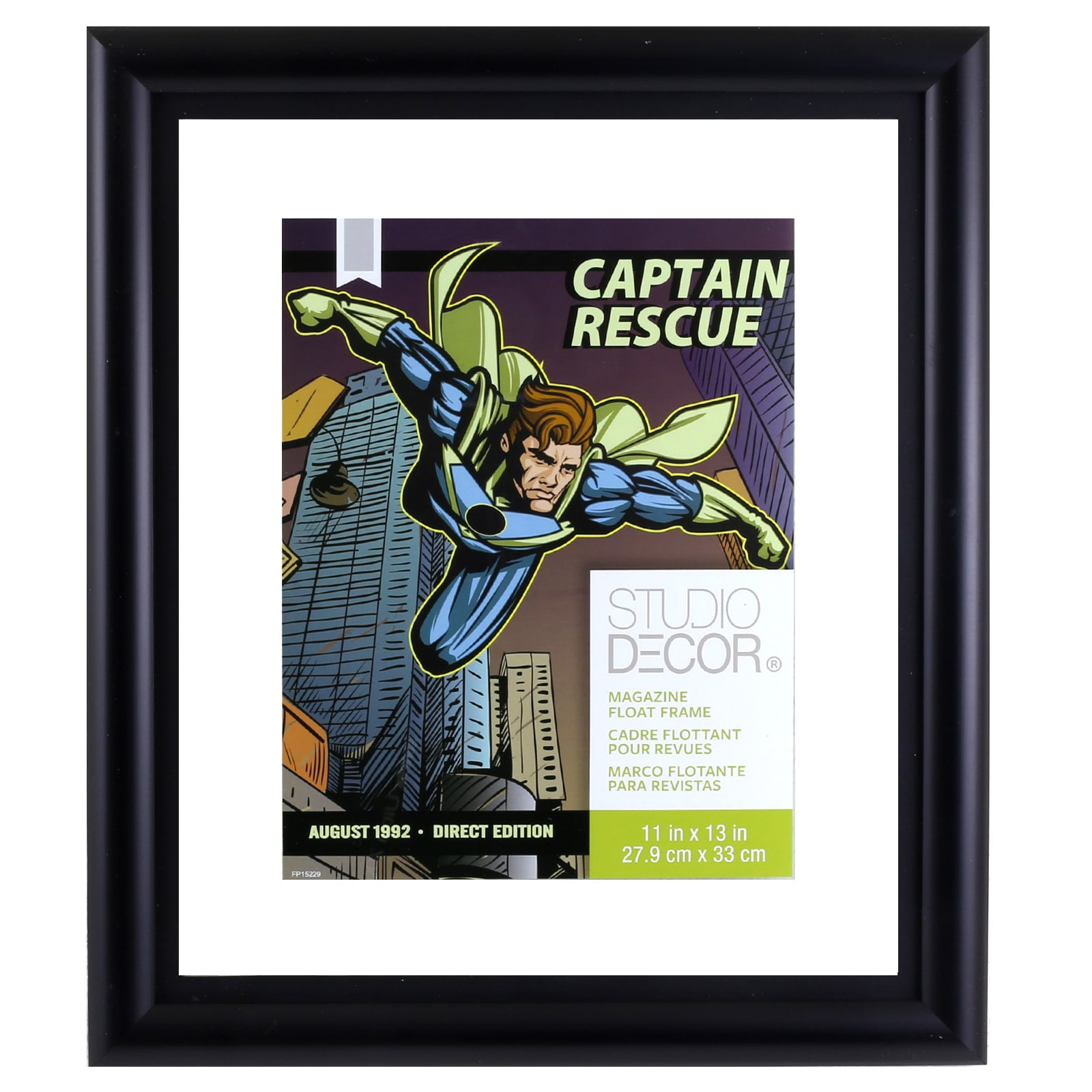 11" x 13" Comic Book & Magazine Float Frame - Double-Glass Panes with ...