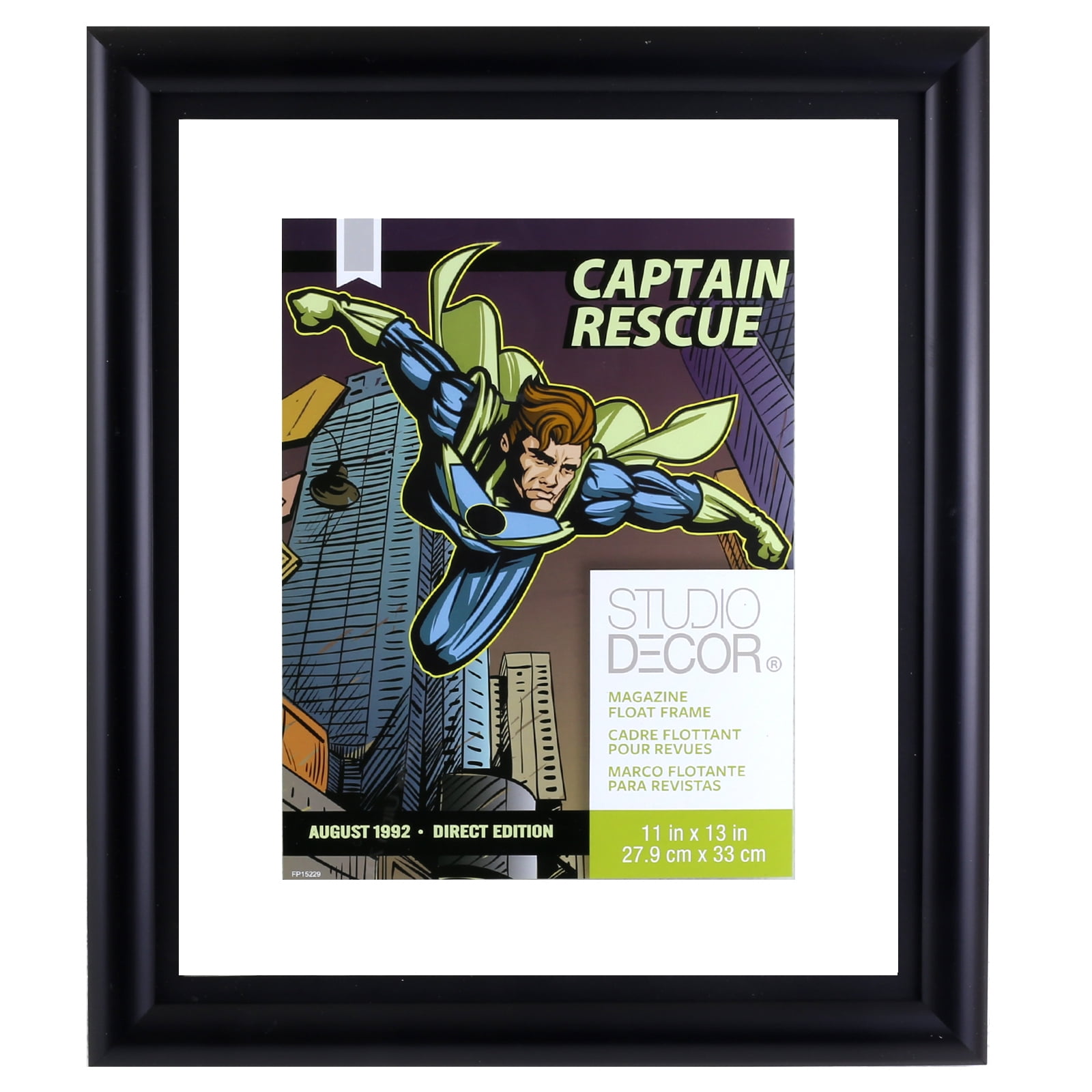 "11"" x 13"" Comic Book Float Frame - Double-Glass, Black, Hanging ...