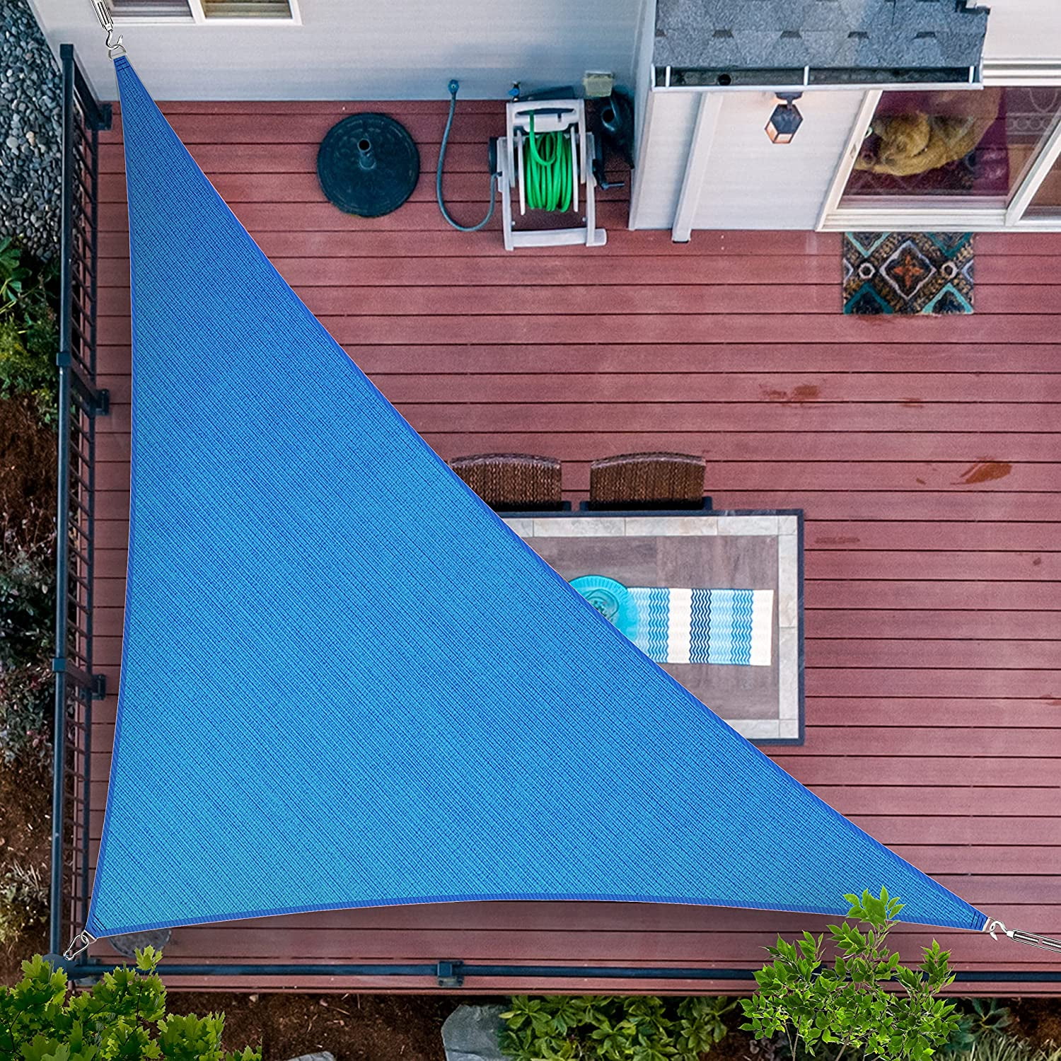 **11' x 13' x 17' blue sun shade sail upf50 right triangle smtapt12 ...