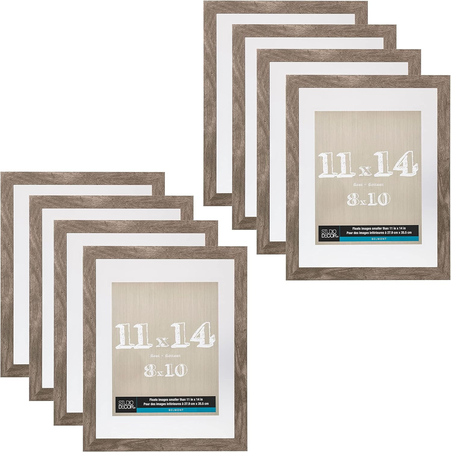 11" x 14" Gray Belmont Float Picture Frame with 8" x 10" Mat by Studio ...