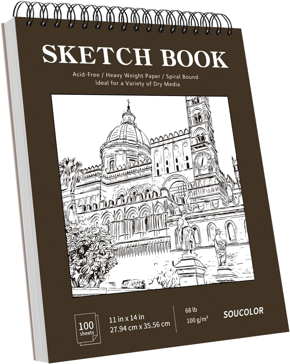 11" x 14" Large Sketchbook, 100 Sheets 68lb/100gsm Top Spiral Bound ...