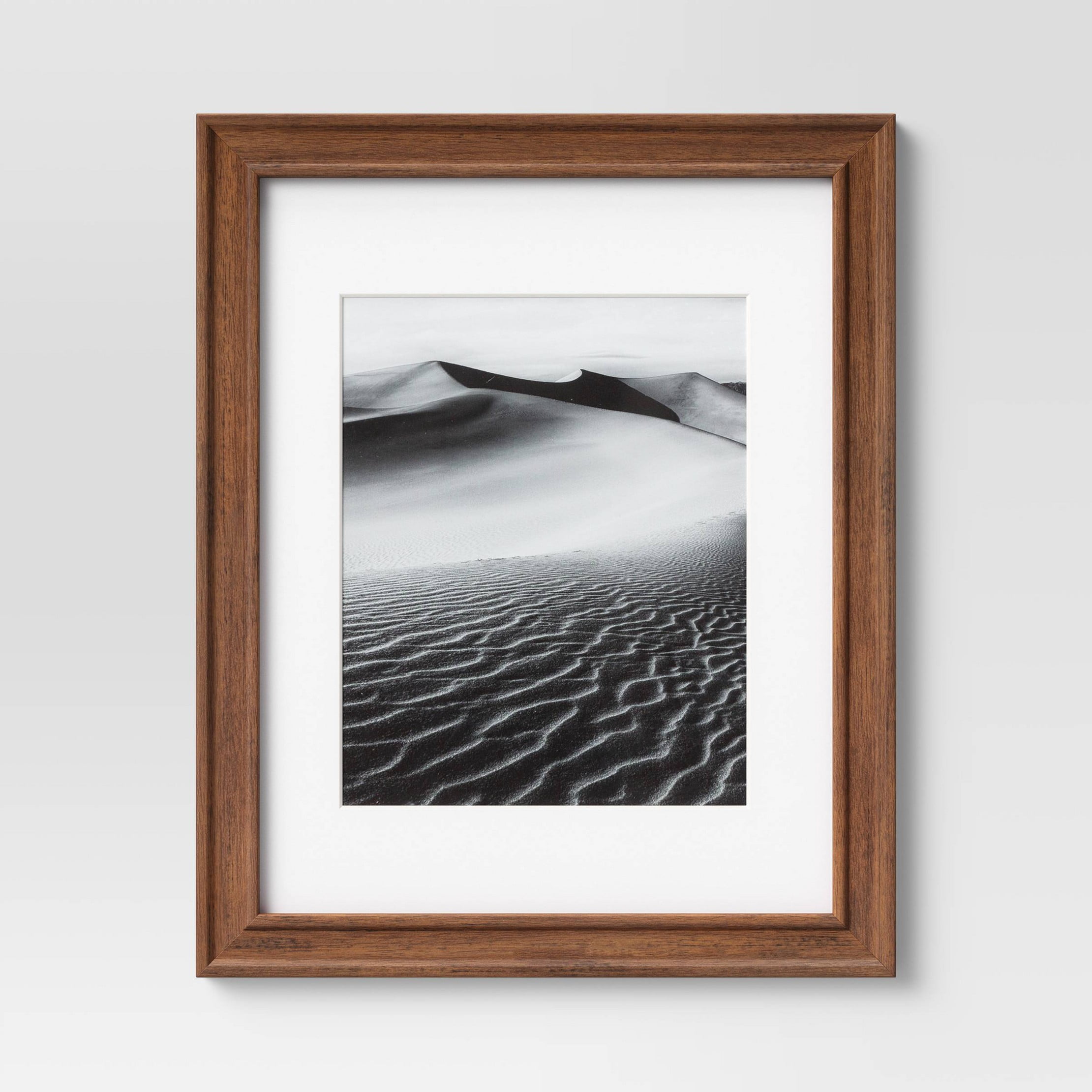 11" x 14" Matted to 8" x 10" Wood Wall Frame Midtone Woodgrain: MDF ...